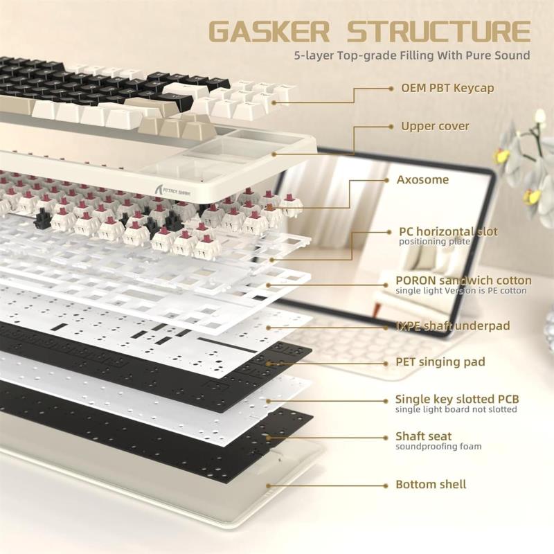 Attack Shark X75 Aluminum CNC Wireless Gaming Keyboard - Cheese White