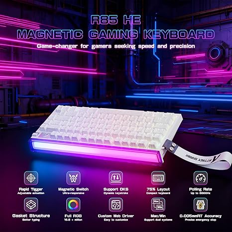 Attack Shark R85 HE 75% Wired Mechanical Keyboard - White (Contour)