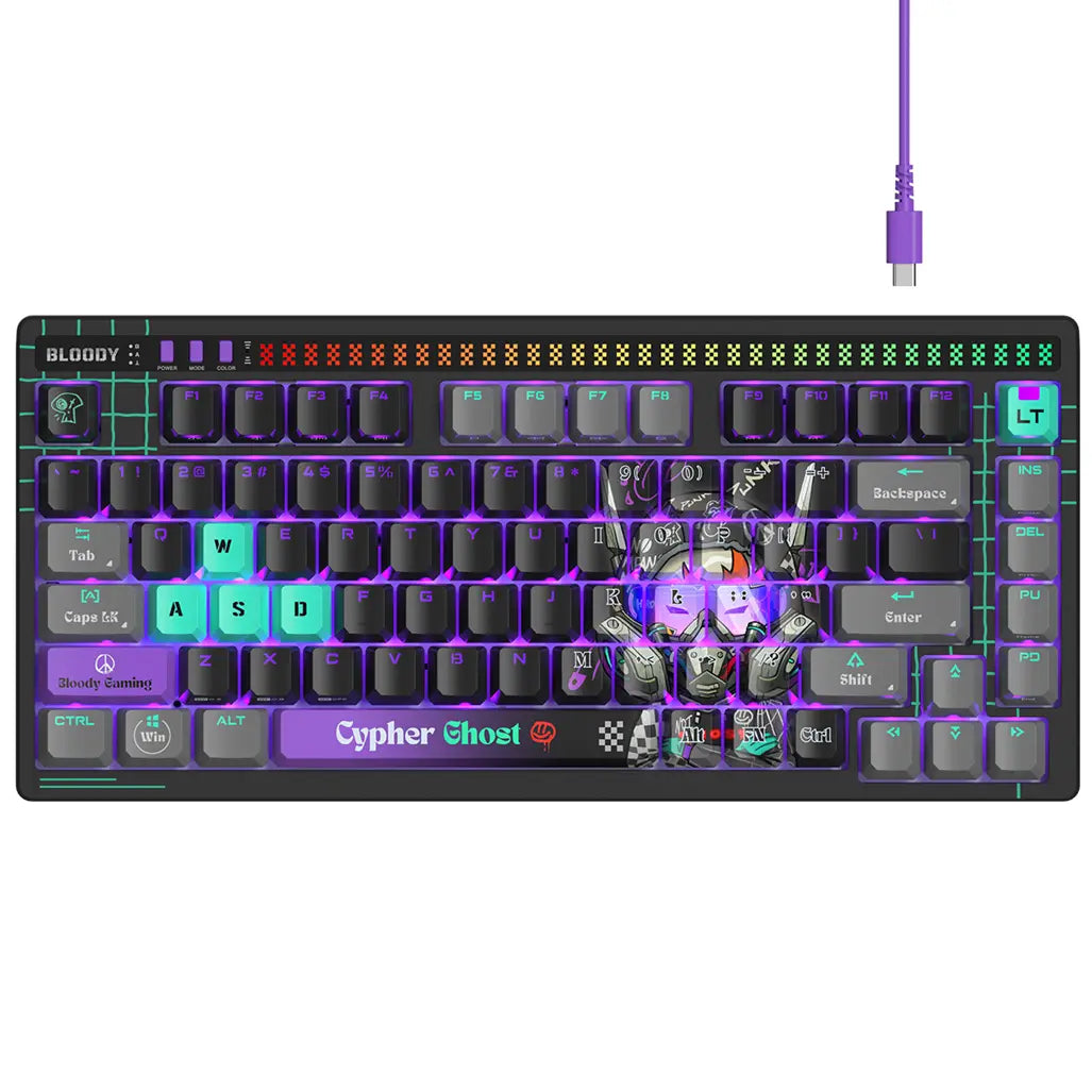 Bloody AT75 Alpha Optical Switch Mechanical Keyboard - Cypher Ghost