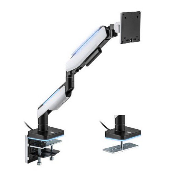 MXG HMA-12R Single Heavy Duty RGB Monitor Arm - Matte White