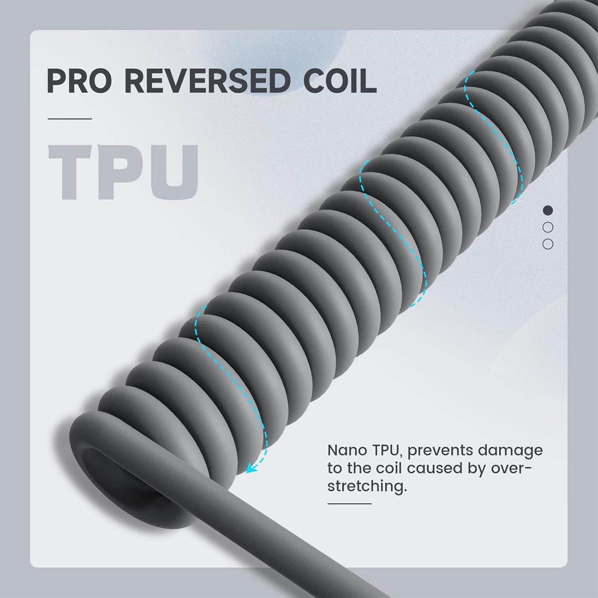 Attack Shark x Mamba Snake C01 Custom Coiled USB C to A Cable - Gray