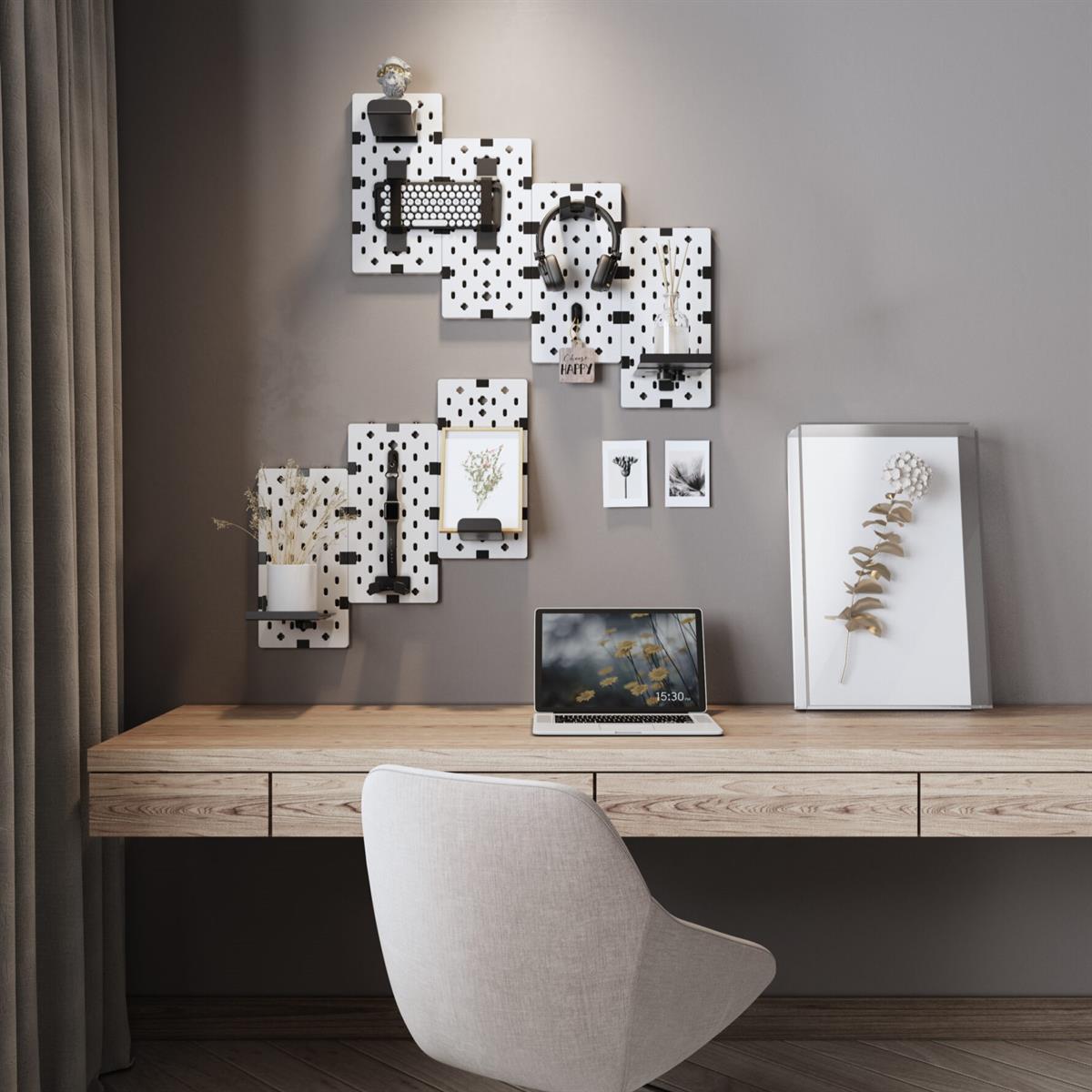MXG PB-07 Wall Mounted Modular Gaming Pegboards - White